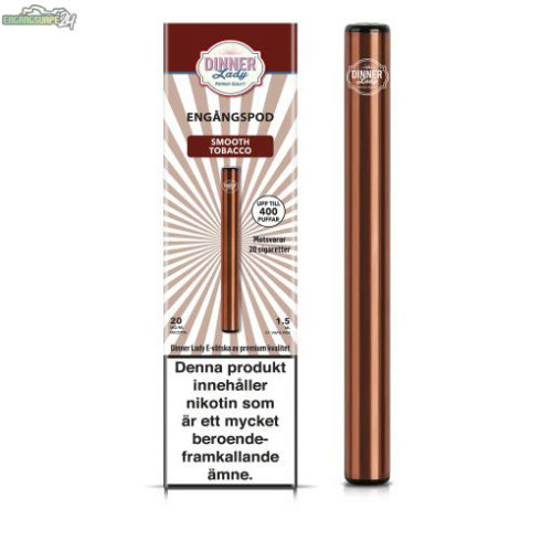 Dinner Lady Smooth Tobacco 20mg 400 Puffar - engångsvape24.se