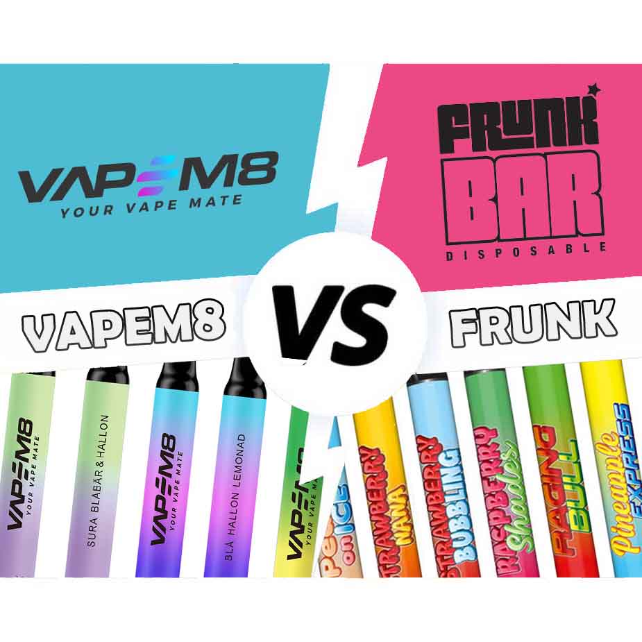 Frunk Bar vs VapeM8 - engångsvape24.se