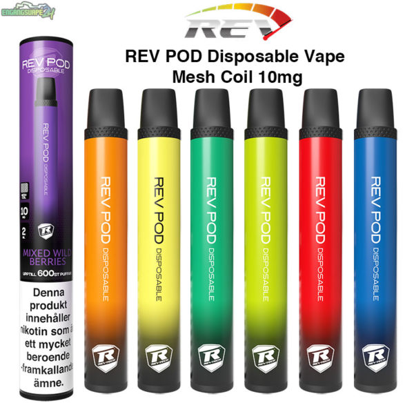 Rev Pod MESH Strawberry Banana 10mg 600 Puffar - engångsvape24.se